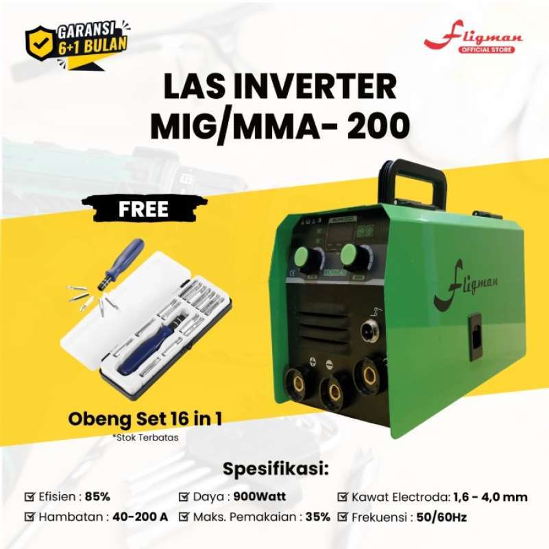 Promo Mesin Las MIG 200 Fligman Trafo Las Inverter CO2 WELDING MIGI GASLESS Diskon 23% di Seller ...