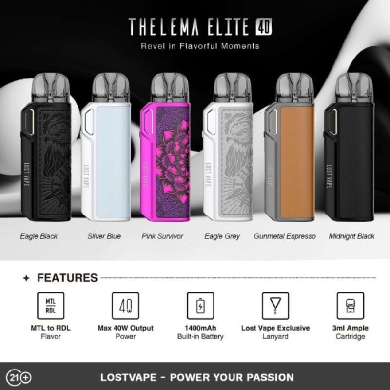 Jual Lost Vape Thelema Elite 40 40w 1400mah Pod Kit Authentic By ...