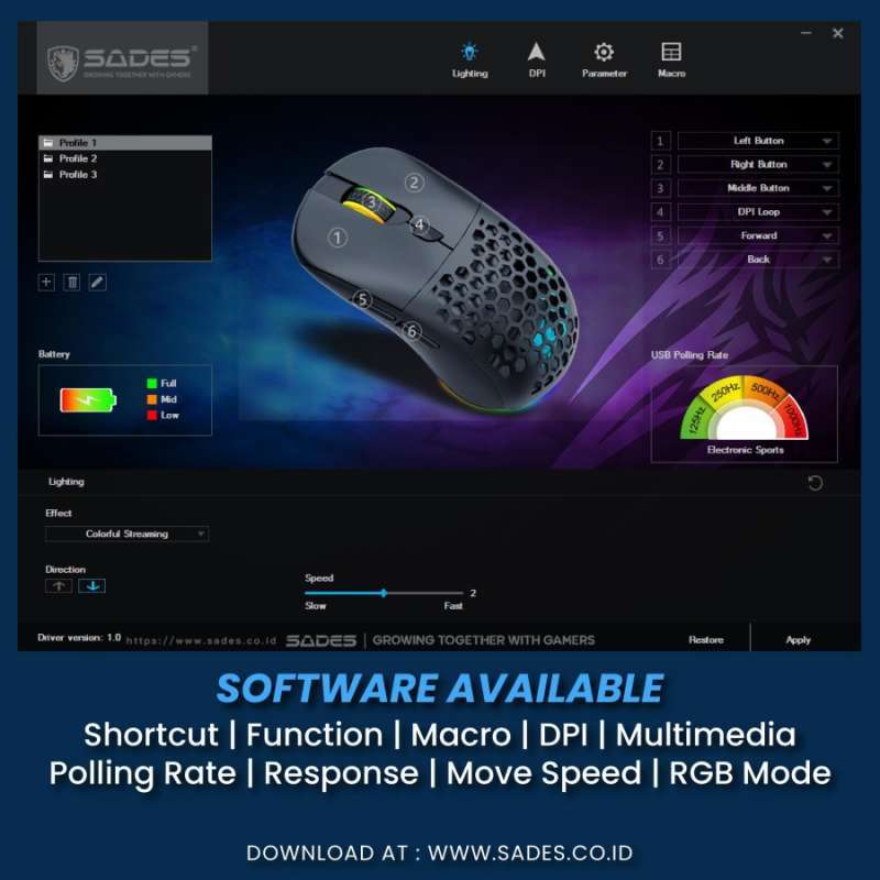 Jual Sades Raiden S33 / S 33 Wireless Modular Dual Mode Gaming Mouse - Black, Mouse Only ...