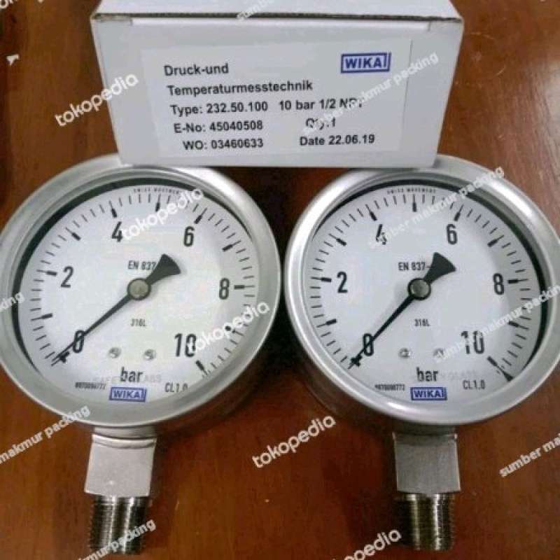 Promo Wika Pressure gauge wika 10 Bar size 4 inch full stainless steel ...