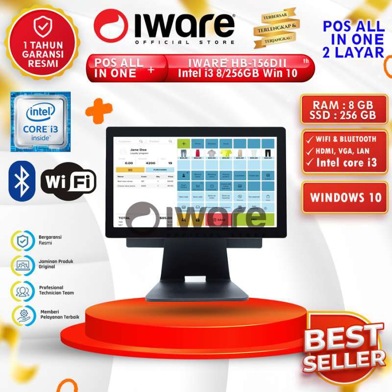 Jual Iware Mesin Kasir Pos All In One Hb-156dii I3 8/256gb Win 10 156 ...
