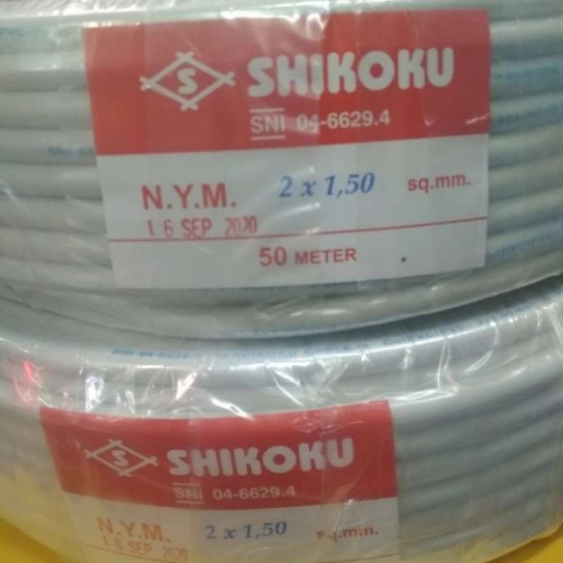 Promo Kabel Nym 2x1.5 mm Shikoku / kabel listrik Roll 50meter SNI ...