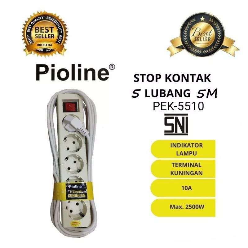 Jual Stop Kontak Pioline 3 , 4 , 5 Lubang + Kabel 5 Meter Terminal ...