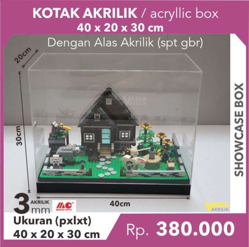 Promo Kotak akrilik 40x20x30 cm, acrylic box, showcase, kotak maket ...