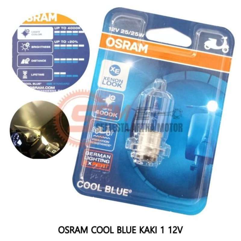 Jual Osram Cool Blue H6 Kaki 1 Halogen AC DC Lampu Depan Utama Motor - 35/35W di Seller Semesta ...