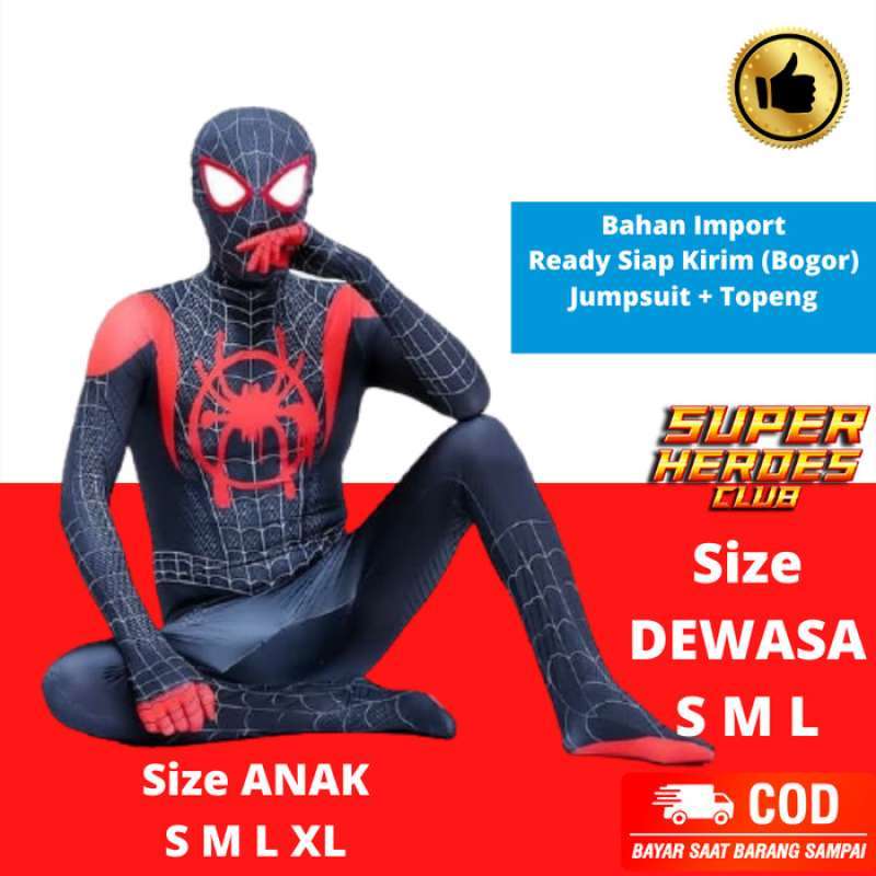 Promo Kostum Spiderman Dewasa Miles Morales Baju Cosplay Spider Anak - - Dws M Diskon 50% Di ...