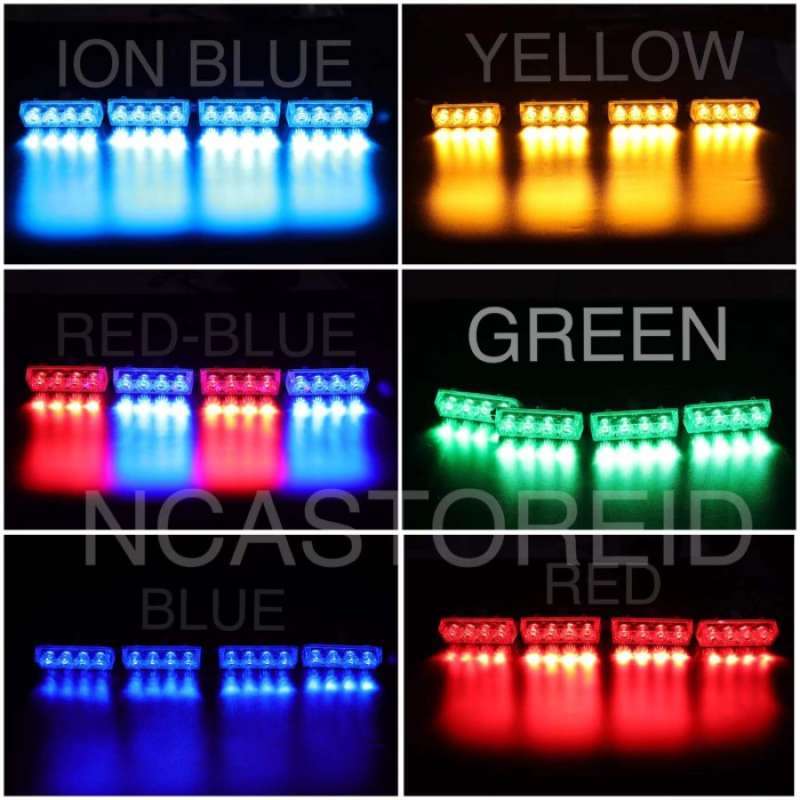 Promo Led Strobo Grill Mobil Tebal 4 Titik 12v Biru High Quality ...