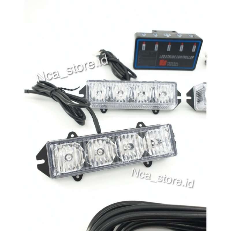 Promo Led Strobo Grill Mobil Tebal 4 Titik 12v Biru High Quality ...