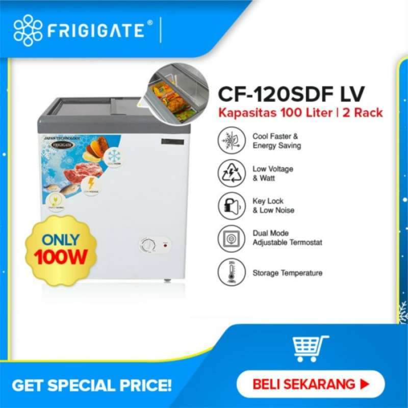 Promo Frigigate CF-120SDF LV Chest Freezer Sliding Door Flat 100 Liter ...
