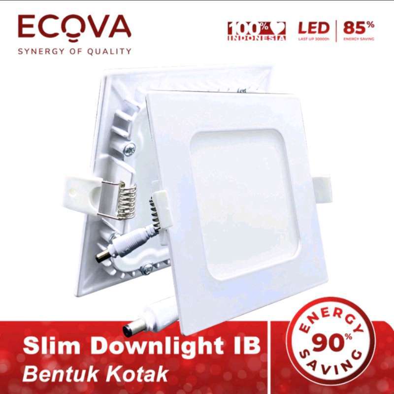 Jual ECOVA Lampu LED Slim Downlight IB Kotak - NATURAL WHITE 12 WATT di ...