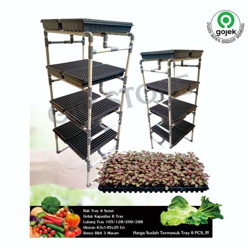 Jual Rak + 8 Tray & Alas Semai Pembibitan 4 Susun Dari Pipa PVC ...