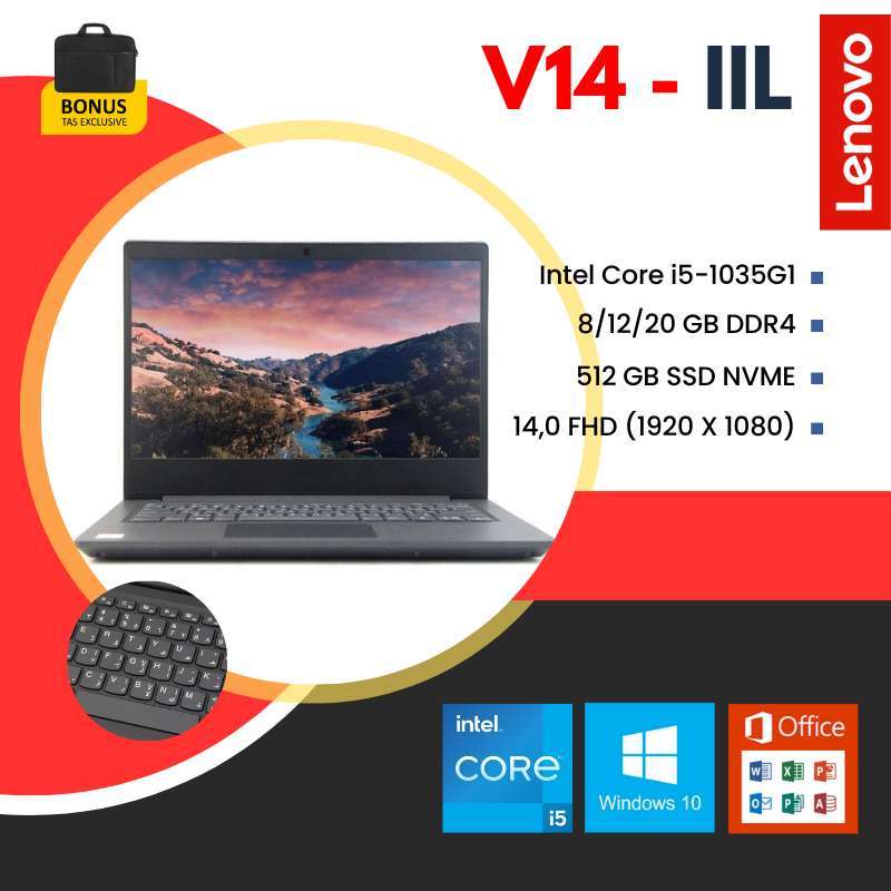 Promo LAPTOP DESIGN GAMING LENOVO V14 IIL CORE i5-1035G1 20GB SSD 512GB 14 INCH FHD WINDOWS 10 ...