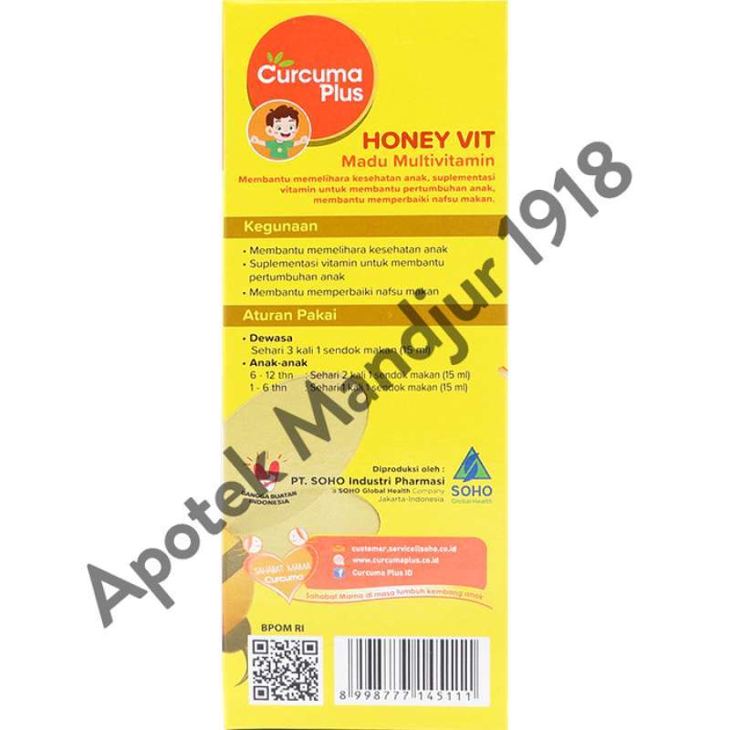 Jual Curcuma Plus Honey Vit Original 100 mL - Madu Multivitamin Anak di ...