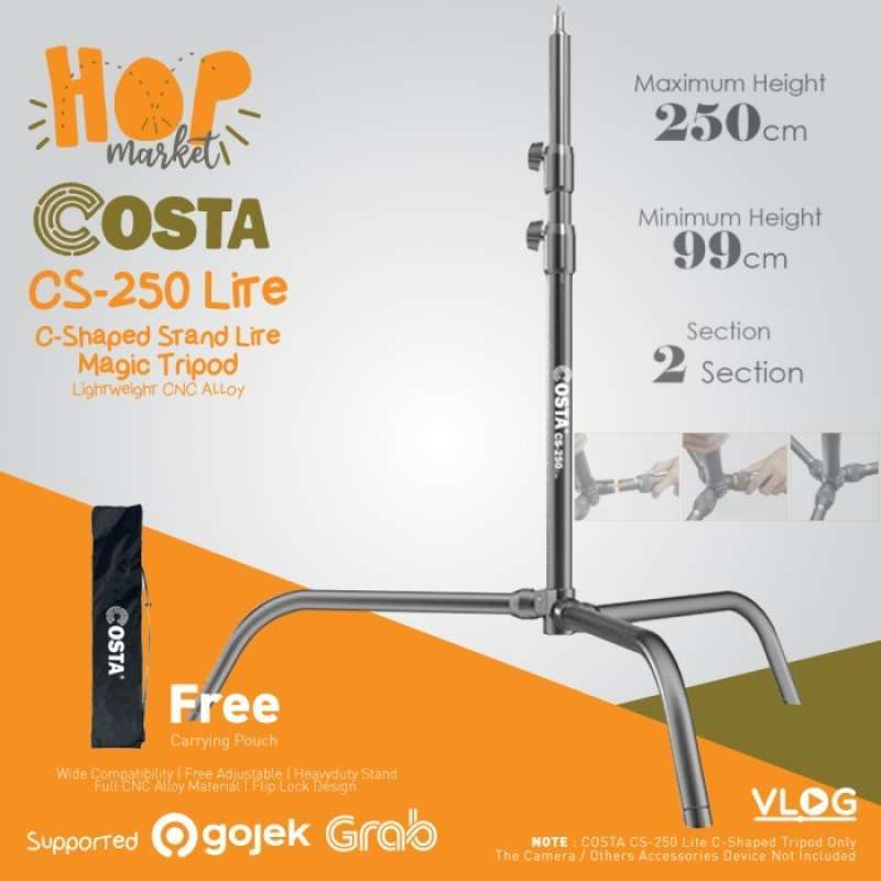 Promo COSTA CS-250 LITE C STAND ALUMINIUM LIGHT STAND STUDIO LIGHTSTAND ...