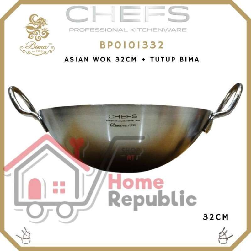 Promo Baru Bima Asian Wok 32cm Bp0101332 Wajan Hongkong Kuali Stainless 304 Terbaik Diskon 8% Di ...