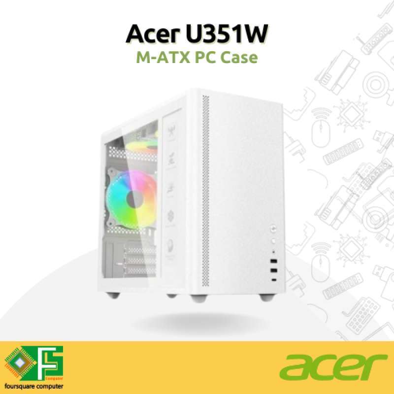 Jual Acer U351W White Tempered Glass | Casing PC M-ATX | CPU PC Case ...