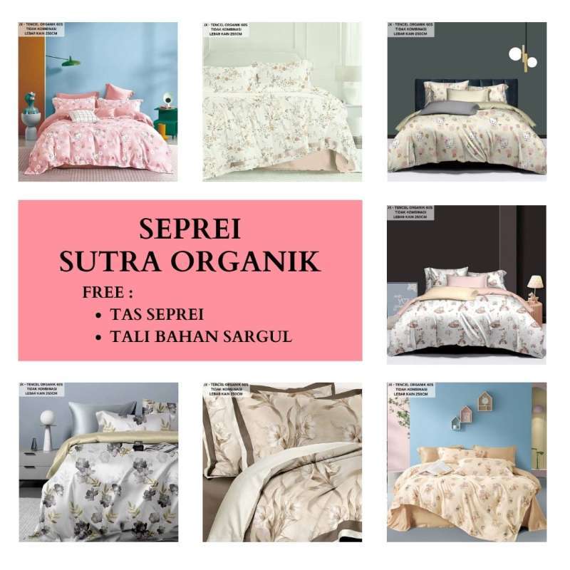 Jual (FREE TAS SEPREI) Seprei Sutra Organik 60s 95 Terbaru Kekinian ...