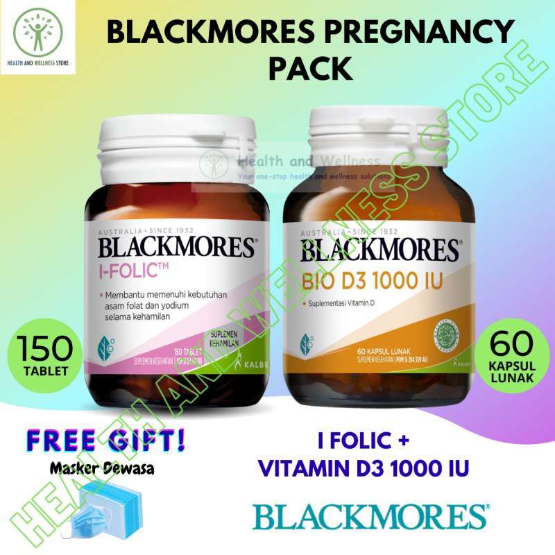Jual Paket Blackmores I Folic 150 Tablet Dan Vitamin Bio D3 1000 Iu 60 Kapsul Lunak Kehamilan Di ...
