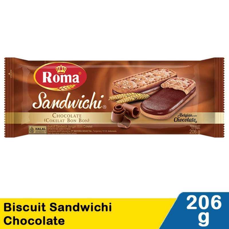 Jual Roma Biscuit Sandwich Peanut Butter Chocolate Krim Kacang Cokelat ...
