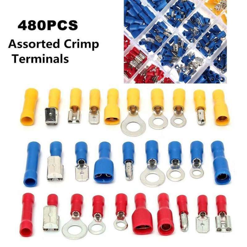 Jual Sunsir Terminal Wire Crimp Connector Kit Ring Spade Fork O 480 Pcs ...
