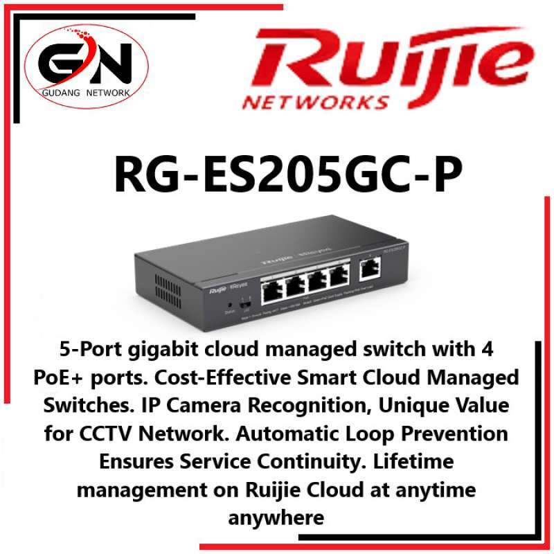 Promo Ruijie Reyee 5 Port Gigabit Poe/poe+ Cloud Managed Switch Rg ...