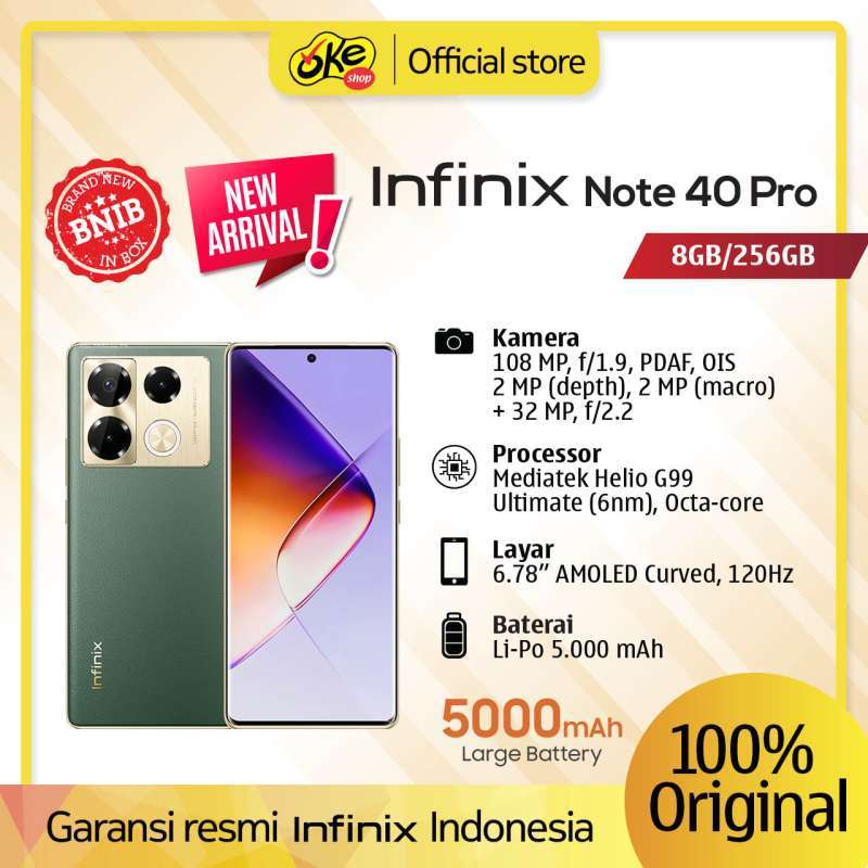 Jual Infinix Note 40 | Note 40 Pro 8/256gb Garansi Resmi - Note 40 Pro Green Di Seller Okeshop ...