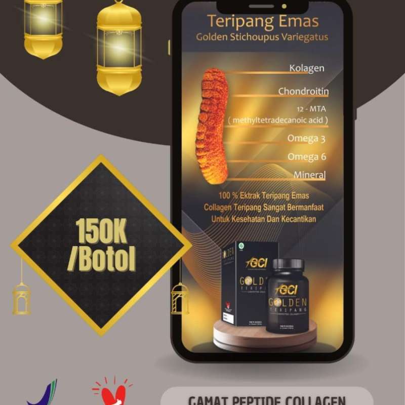 Jual Kapsul Ekstrak Teripang Emas 100% Gamat Peptide Collagen Gci Di ...