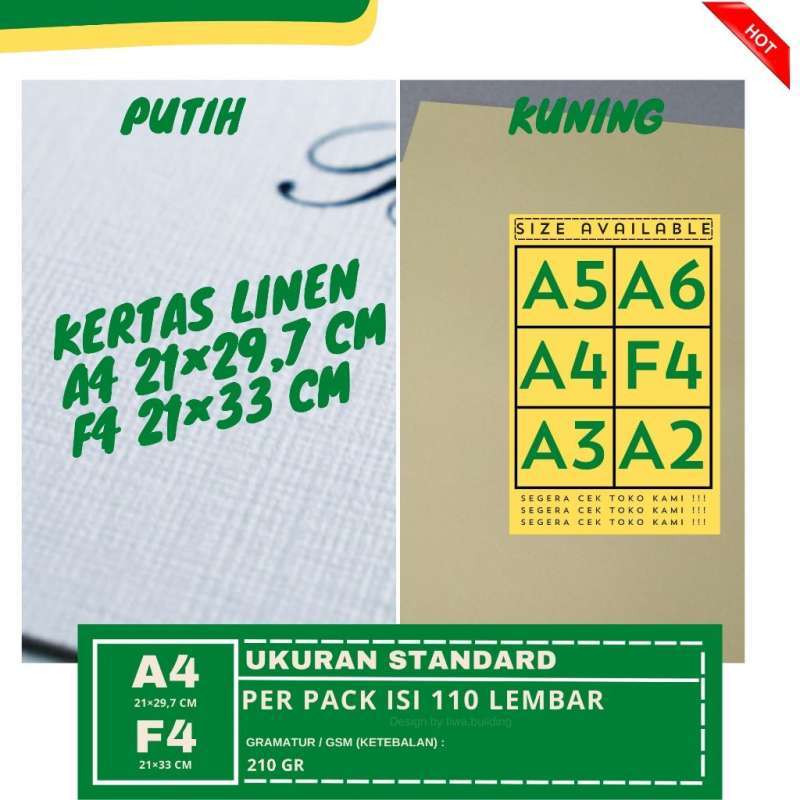 Jual Kertas Linen/kertas Piagam,sertifikat Berkualitas Perpack A4&f4 Perpack Isi 110 Lembar ...