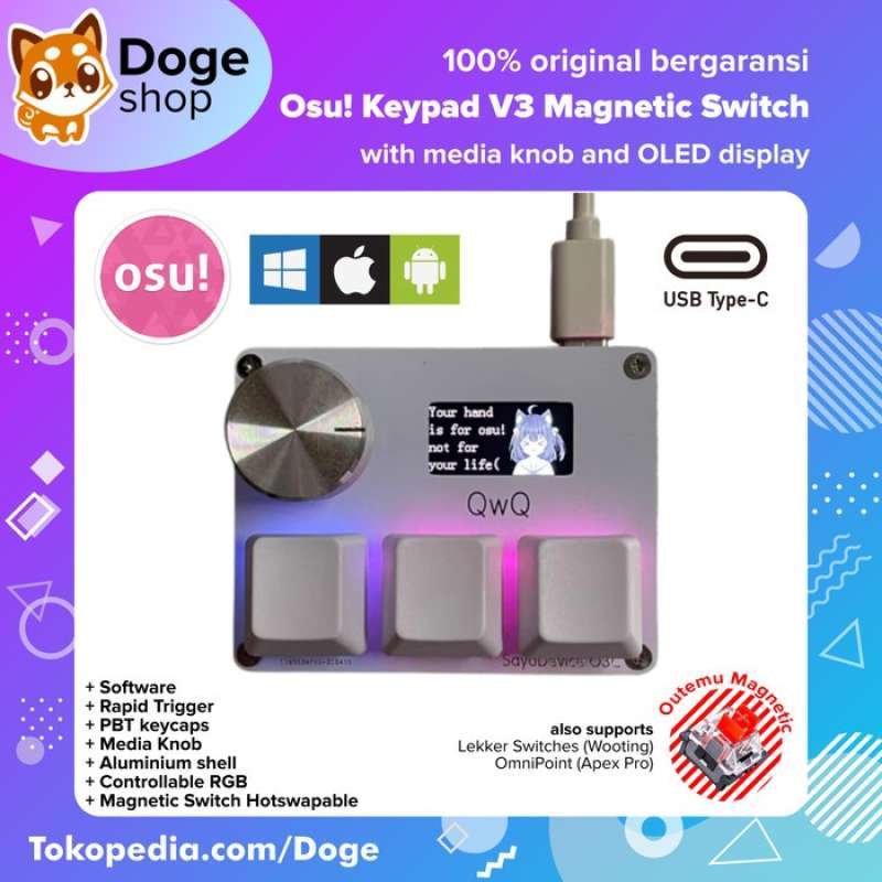 Promo Osu! Nono V3 Keyboard Magnetic Switch Wooting Led Display Knob ...