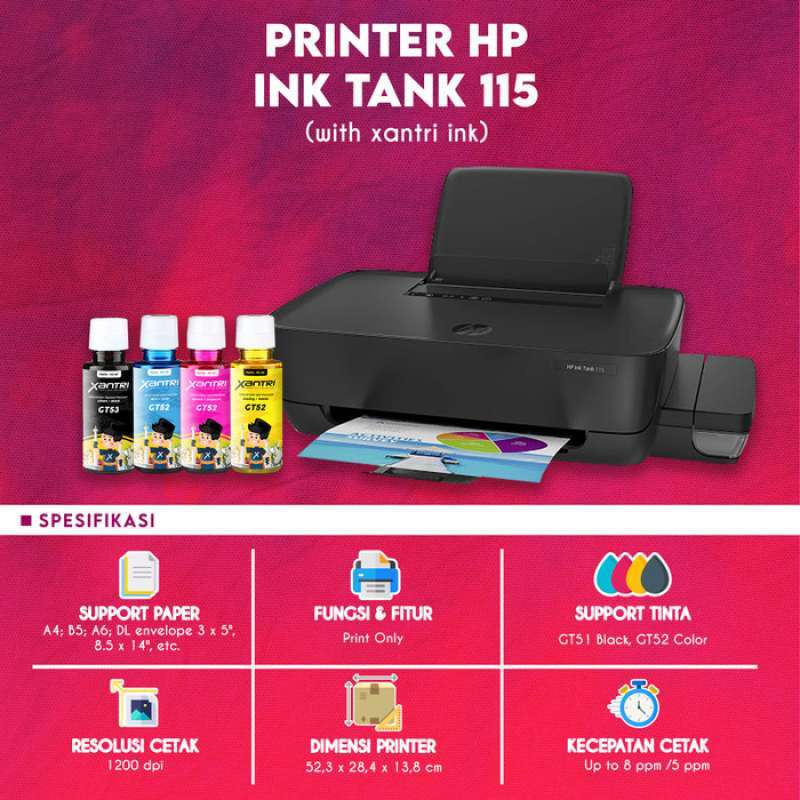 Promo Printer Ink Tank Hp 115 Infus Modif With Tinta Gt53 Black Gt52 ...