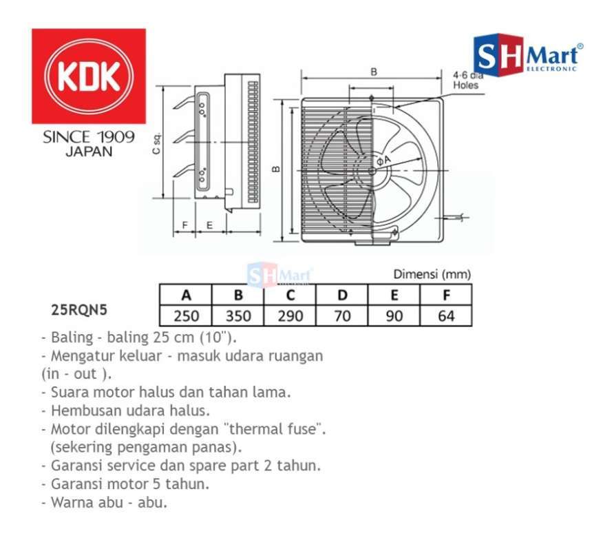 Jual Kdk Wall Exhaust Fan 10 25rqn 25 Rqn Di Seller Shmart Electronic ...