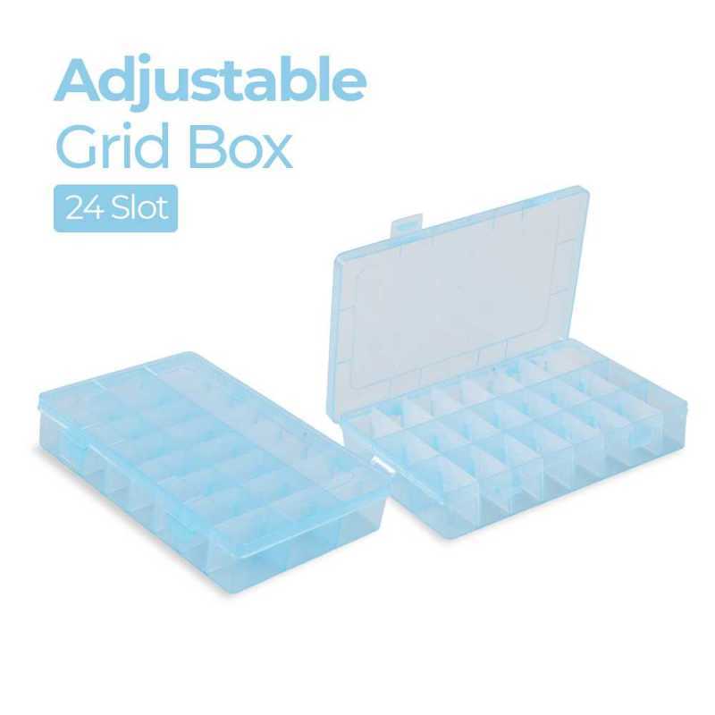 Jual Square Kotak Penyimpanan Multifungsi Adjustable Grid Box 24 Slot ...
