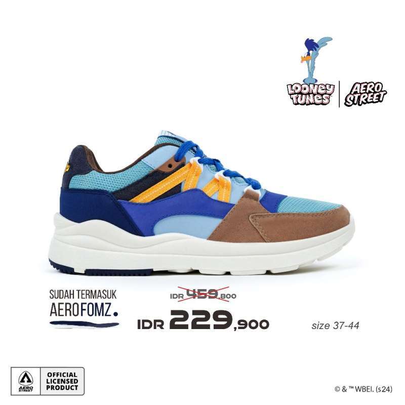 Jual Aerostreet X Looney Tunes Road Runner 37-44 Natural Coklat Biru ...