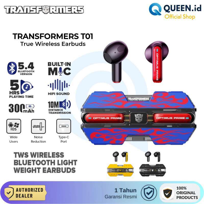 Jual Transformers T01 Tws True Wireless Earbuds Headset Bluetooth 5.4 ...