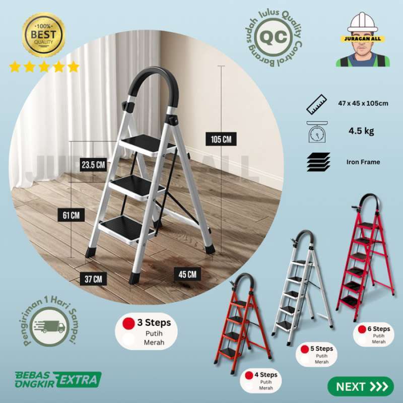 Promo Tangga Lipat/tangga Portable/tangga Lipat Besi Alumunium-3 Step ...