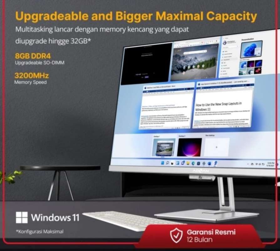 Jual Advan One Pc Aio Ryzen 5 5500u 8gb 512gbssd W11 Home 23.8fhd Di ...