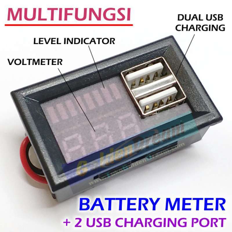 Promo 3in1 Battery Meter + 2 Usb Port Baterai Aki 12v Mobil Motor ...