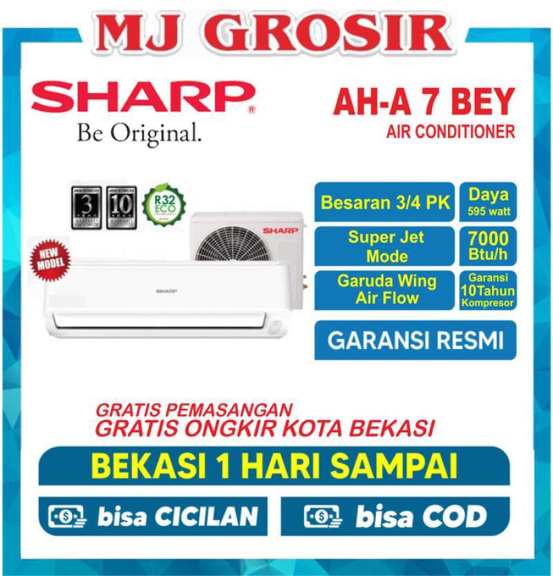 Promo Ac Sharp Ah-a 07 Bey 3/4 Pk + Pasang R32 Low Watt Diskon 33% Di Seller Lancar Niaga ...