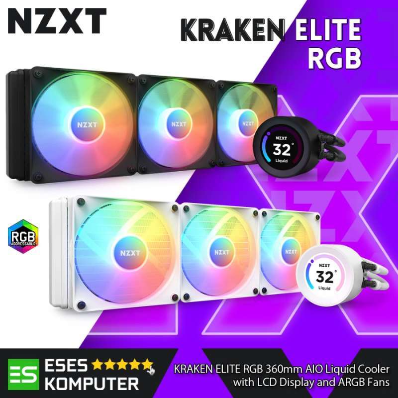 Jual Nzxt Kraken Elite 360 Rgb Black / White 360mm Aio Liquid Cooler ...