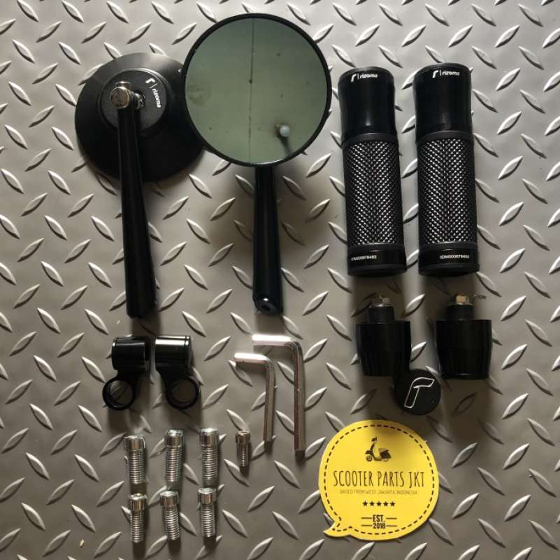 Promo Paket Spion Rizoma Retro Cnc & Handgrip Rizoma Black Vespa ...