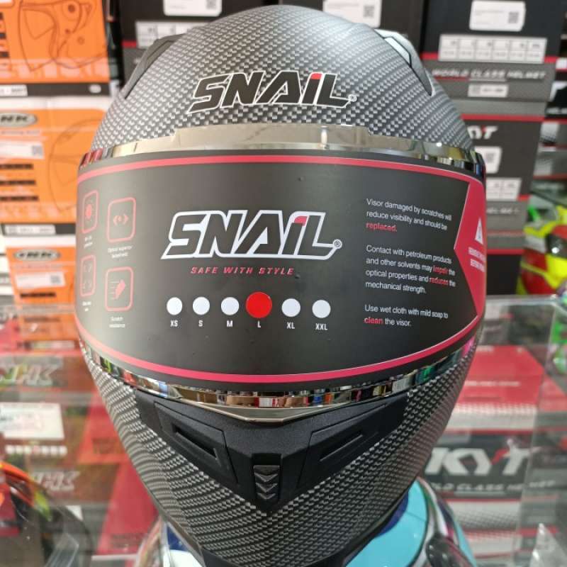 Promo Helm Snail Ffs1 Carbon Doff Iridium Flat Visor + Spoiler 3d ...