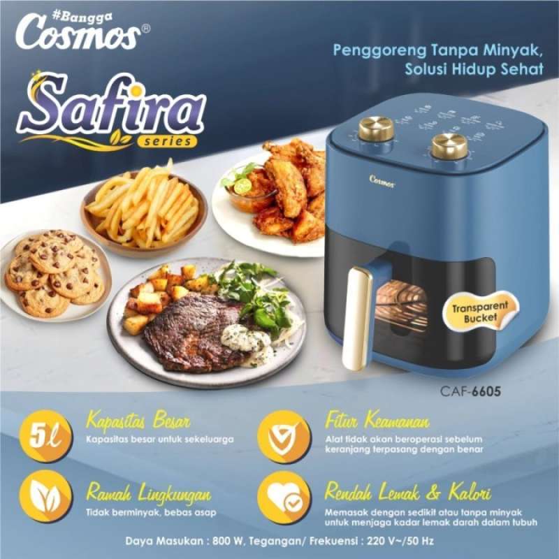 Jual Cosmos Caf6605 Air Fryer Digital 5 Liter Transparan Airfryer Di ...