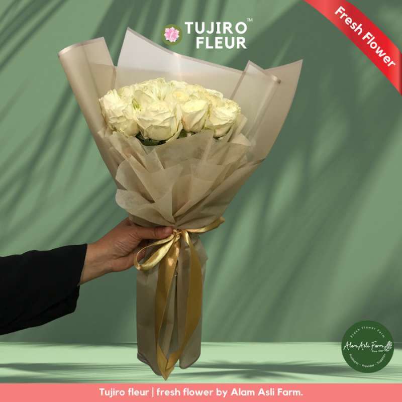 Promo Buket 20 Tangkai Mawar Putih Asli, Fresh White Rose Flower ...
