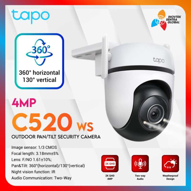 Jual Tp-link Tapo C520ws Cctv Outdoor 2k Qhd Pan Tilt Ip Camera 2 Way ...