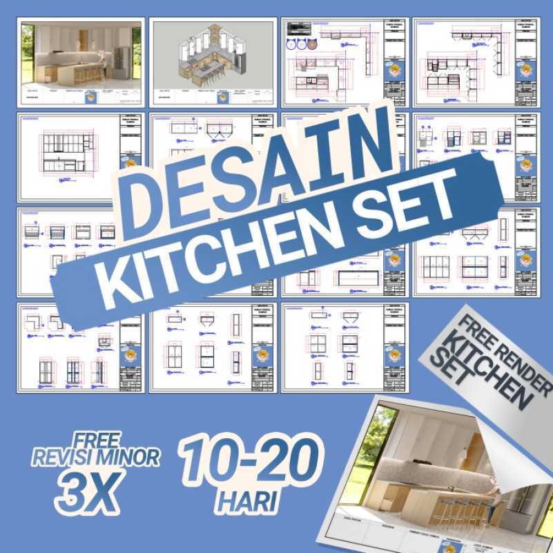 Jual [jasa Desain Kitchen Set] Free Revisi Buku Gambar Kerja & Render ...
