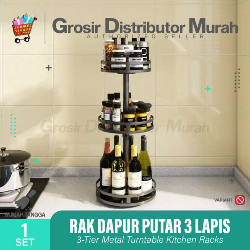 Jual Rak Bumbu Besi Putar 360 Derajat Susun Tempat Bahan Dapur - 3 ...