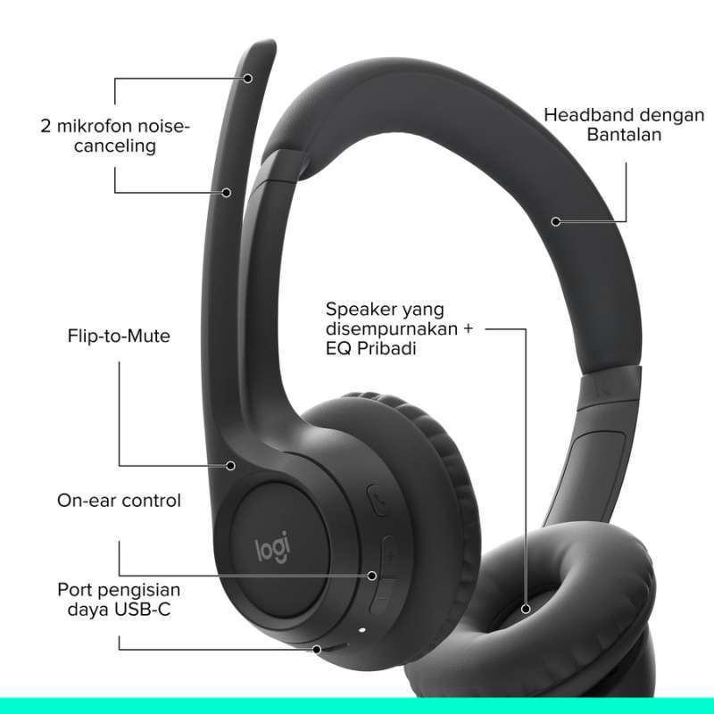 Jual Logitech Headset Zone 300 Bluetooth Wireless Mikrofon Noise ...