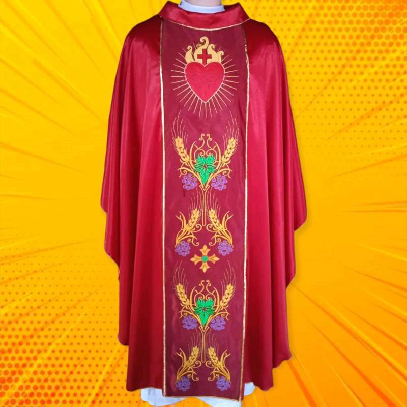 Jual Kasula Romo Imam Katolik/bordir Hati Kudus/kasula 4 Warna - Ungu ...