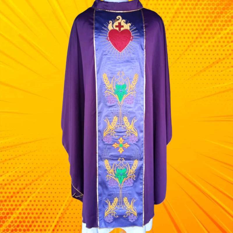 Jual Kasula Romo Imam Katolik/bordir Hati Kudus/kasula 4 Warna - Ungu ...
