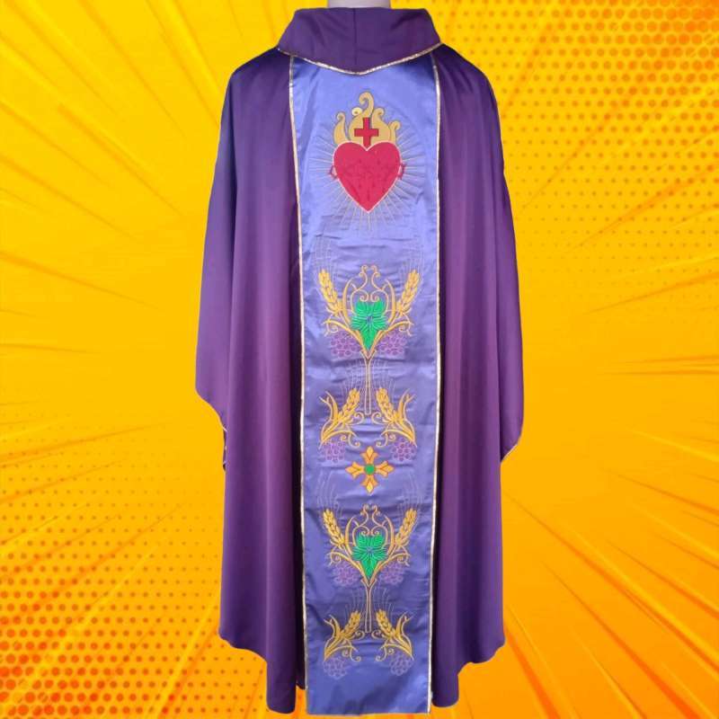 Jual Kasula Romo Imam Katolik/bordir Hati Kudus/kasula 4 Warna - Ungu ...